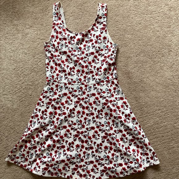 Divided | Dresses | Red White Floral Sun Dress | Poshmark